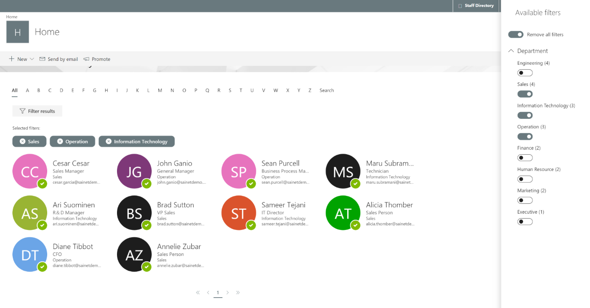 Staff Directory - Microsoft 365 Innovative Solutions